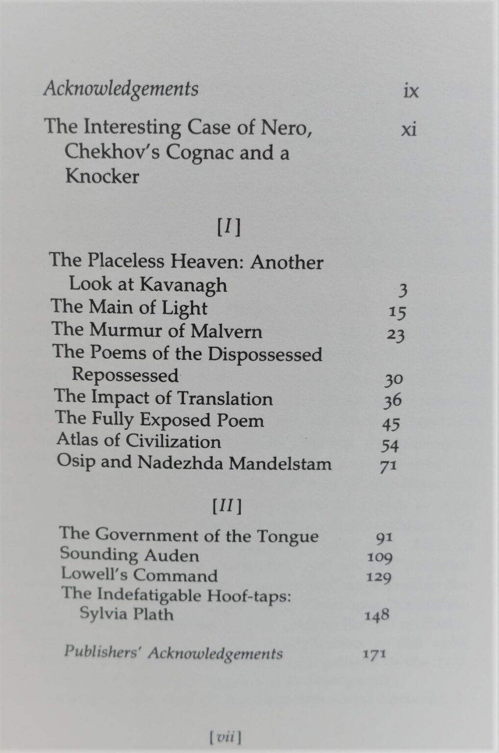 The Government of the Tongue. Selected Prose (1978-1987) - Ulysses Rare ...
