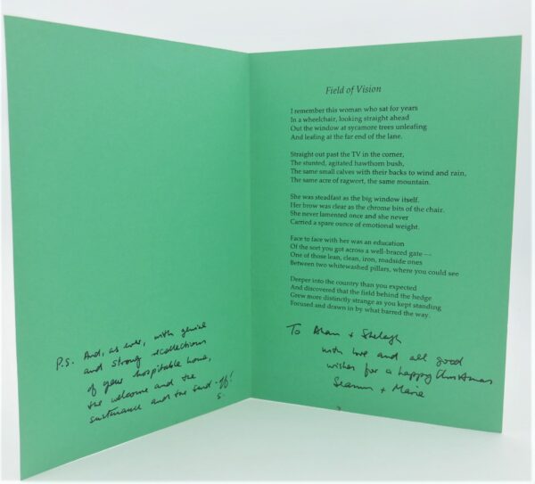 Field of Vision. Heaney Family Christmas Cards for 1989 - Ulysses Rare ...