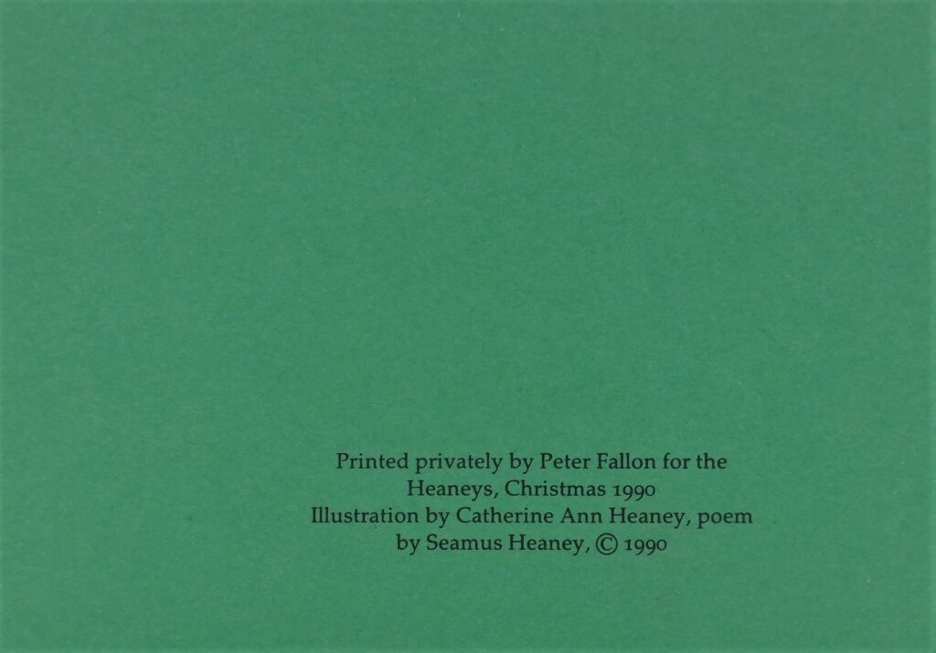 Field of Vision. Heaney Family Christmas Cards for 1989 - Ulysses Rare ...