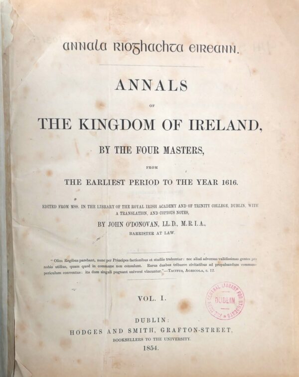 The Annals of the Kingdom of Ireland. Second Edition (1854) - Ulysses ...